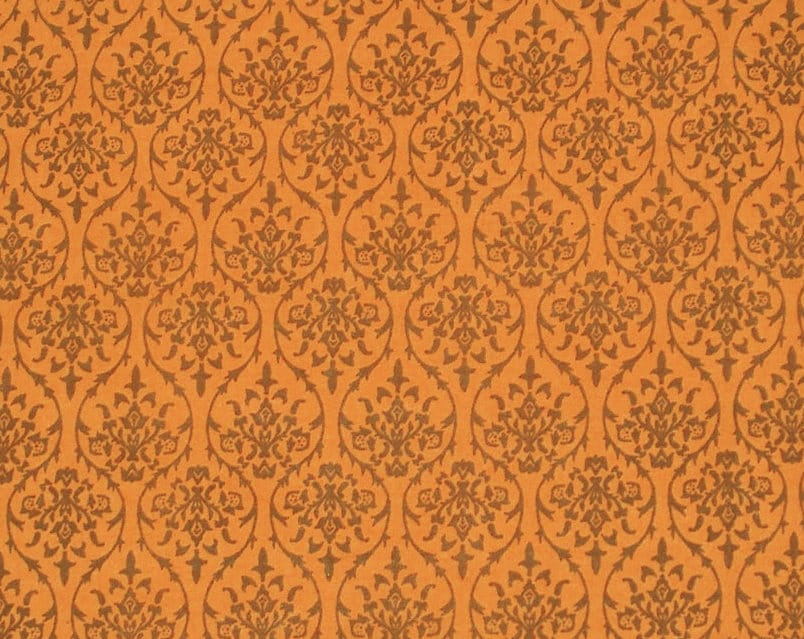 hand printed cotton fabric orange print fabric 1 yard | Etsy