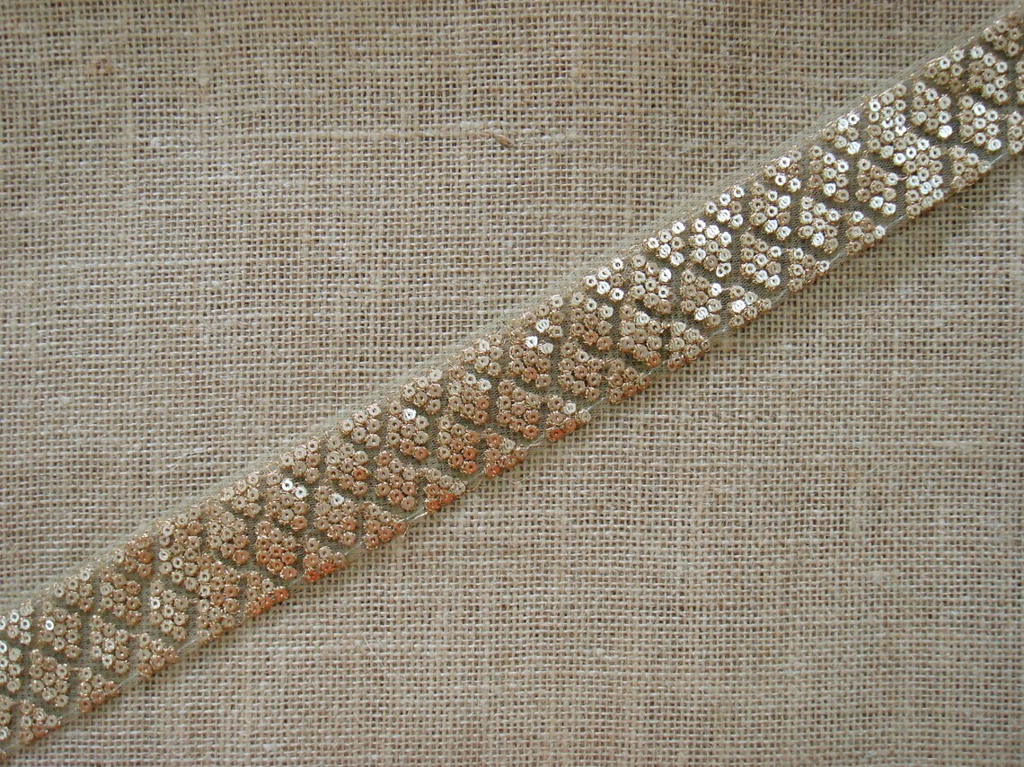 Gold Sequins Diamond Pattern Net Lace India Fabric Trim - Etsy