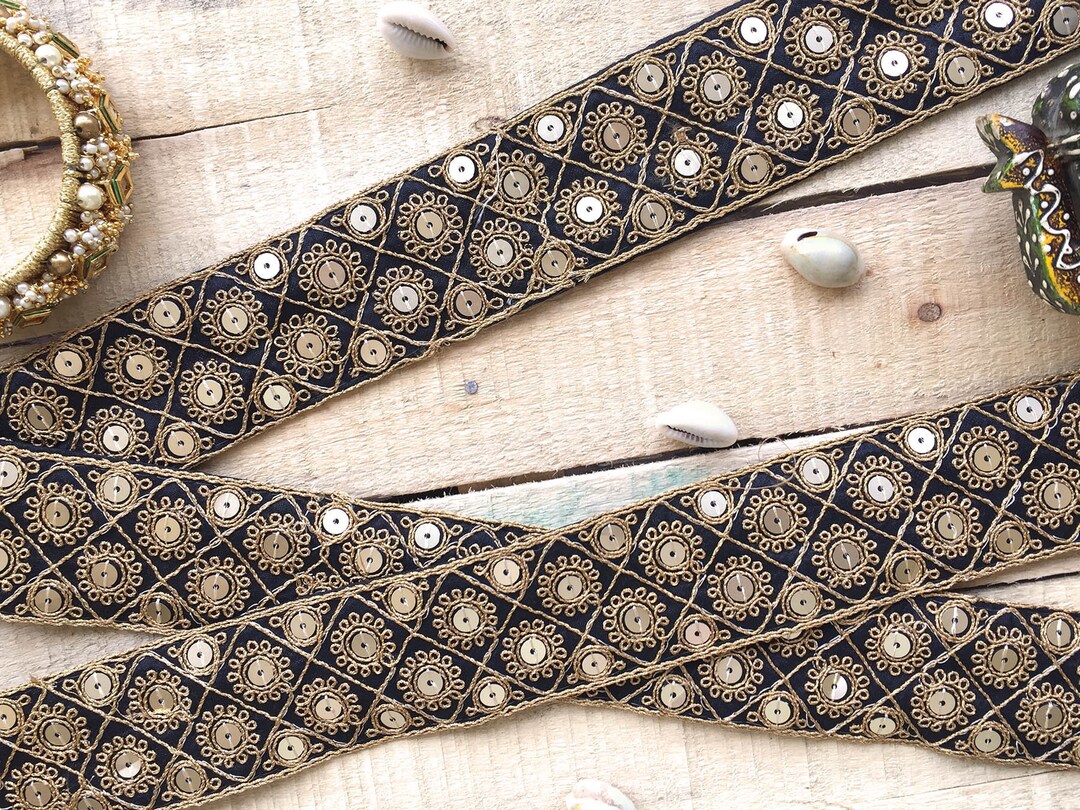 Indian Lace, Geometric Pattern, Black Lace, Indian Border, Sari Lace ...
