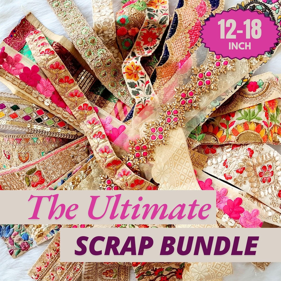 Beige Lace Bundle, Trim Remnant Pack, Embroidered, Indian Lace, Sampler ...