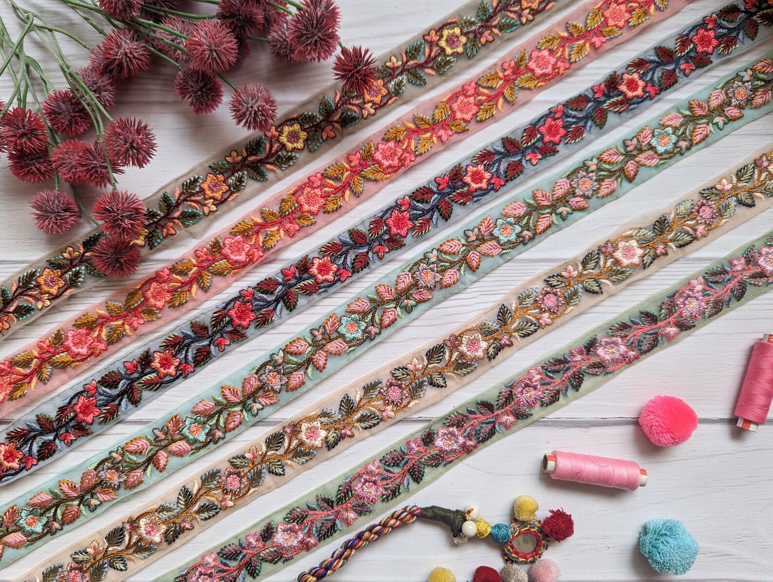 Indian Trim by the Yard, Pale Pink Net Lace, India Laces, Boho Trim ...