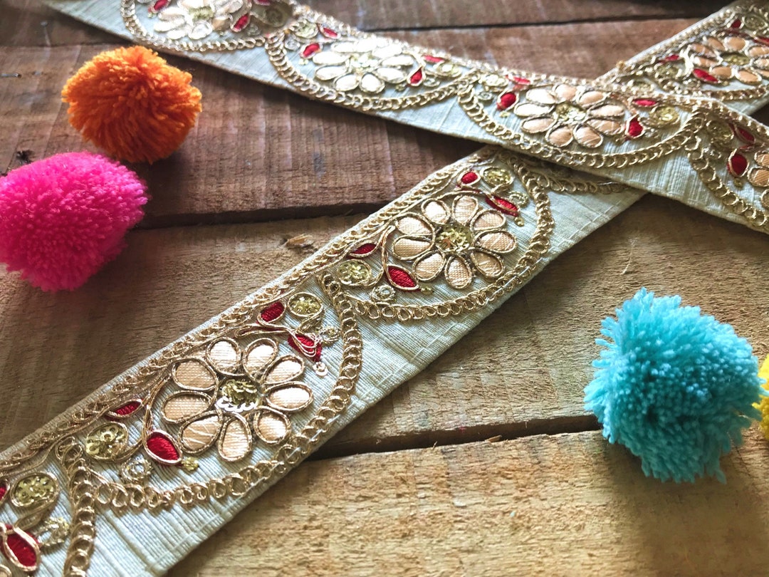 Decorative Lace Broder, Beige Lace Border, Lace Trim, Saree Border ...