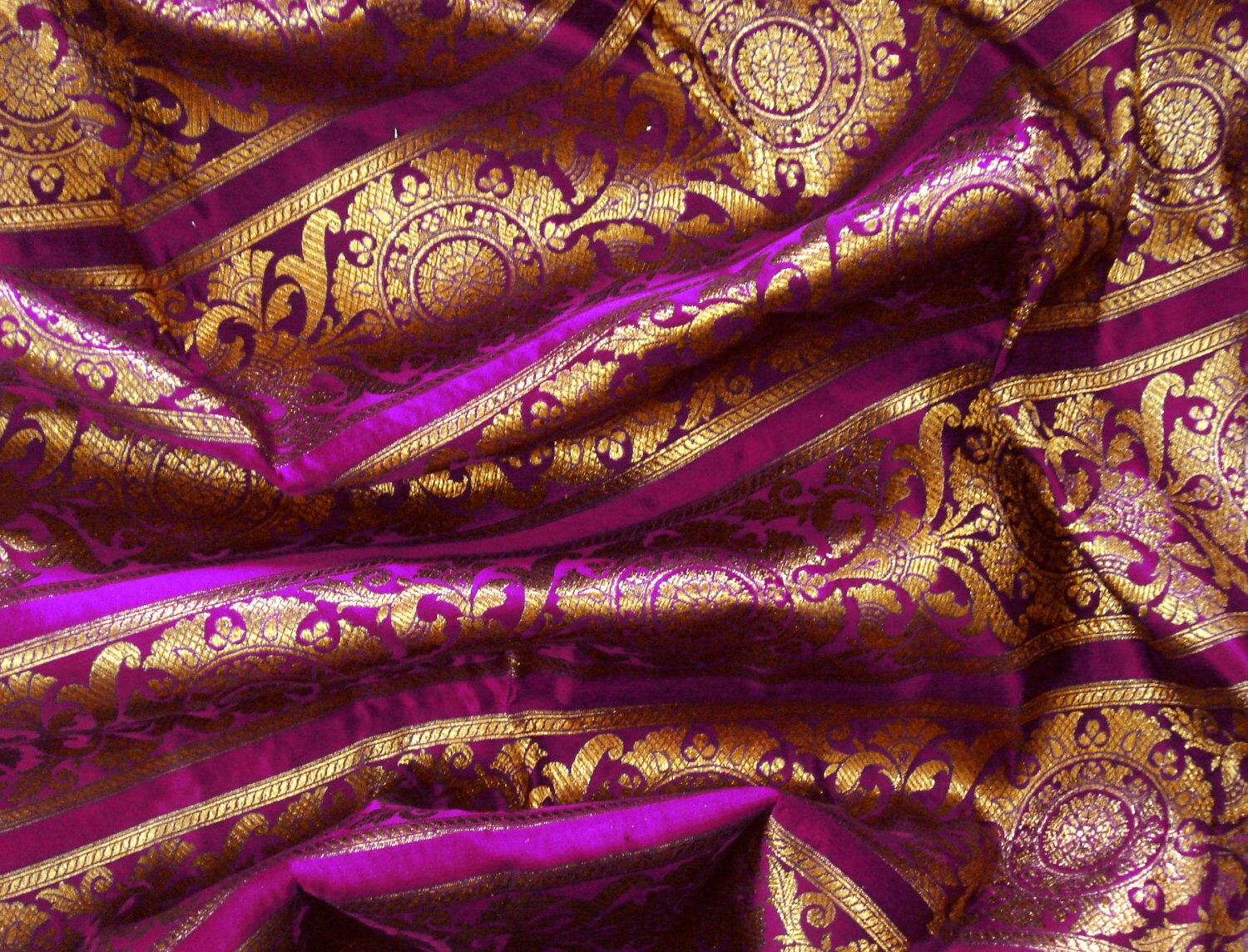 Magenta Border Style Brocade Gold Pattern Silk Brocade - Etsy UK