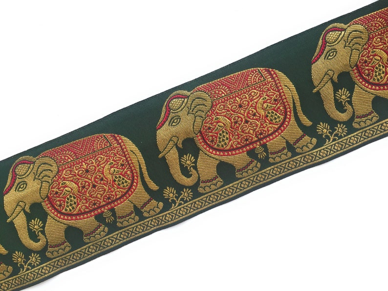 Green Lace Saree Border Indian Trims Elephant Boho Ribbon - Etsy