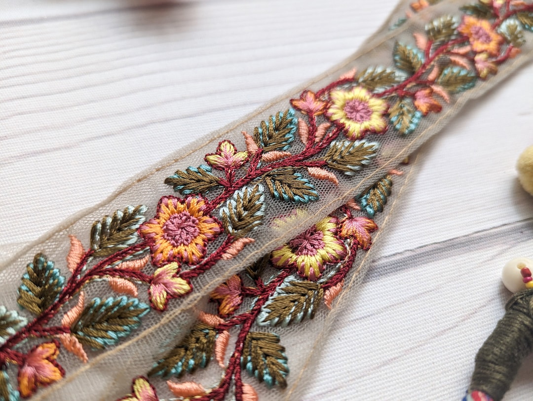 Saree Border, India Laces, Boho Trim, Light Brown Net Lace, Indian Trim ...