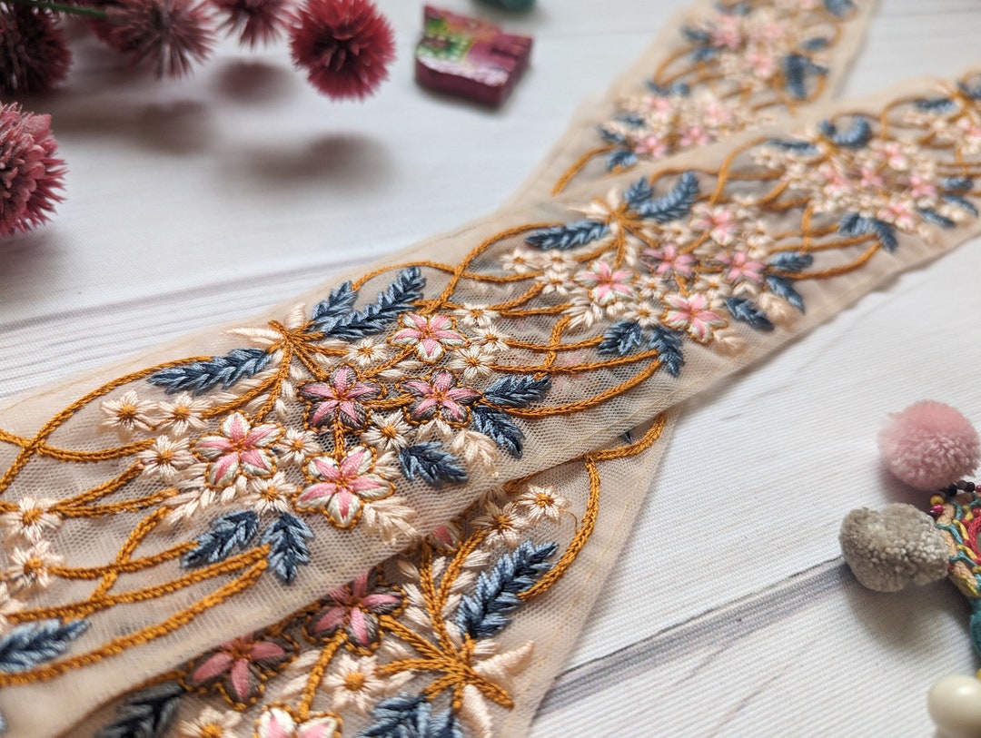 India Laces, Indian Trim by the Yard, Pale Pink Net Lace, Boho Trim ...