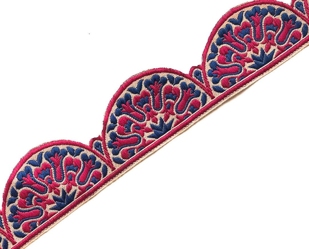 Boho Indian Trim, Woven Ribbon Border, Jacquard Sari Border, Floral ...
