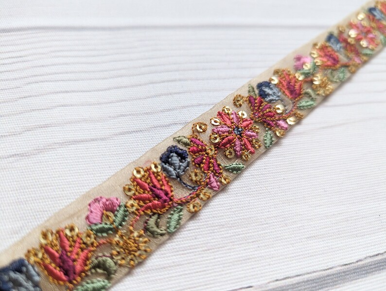 Boho Trim, Embroidered Trim, Indian Trim by the Yard, Saree Border ...