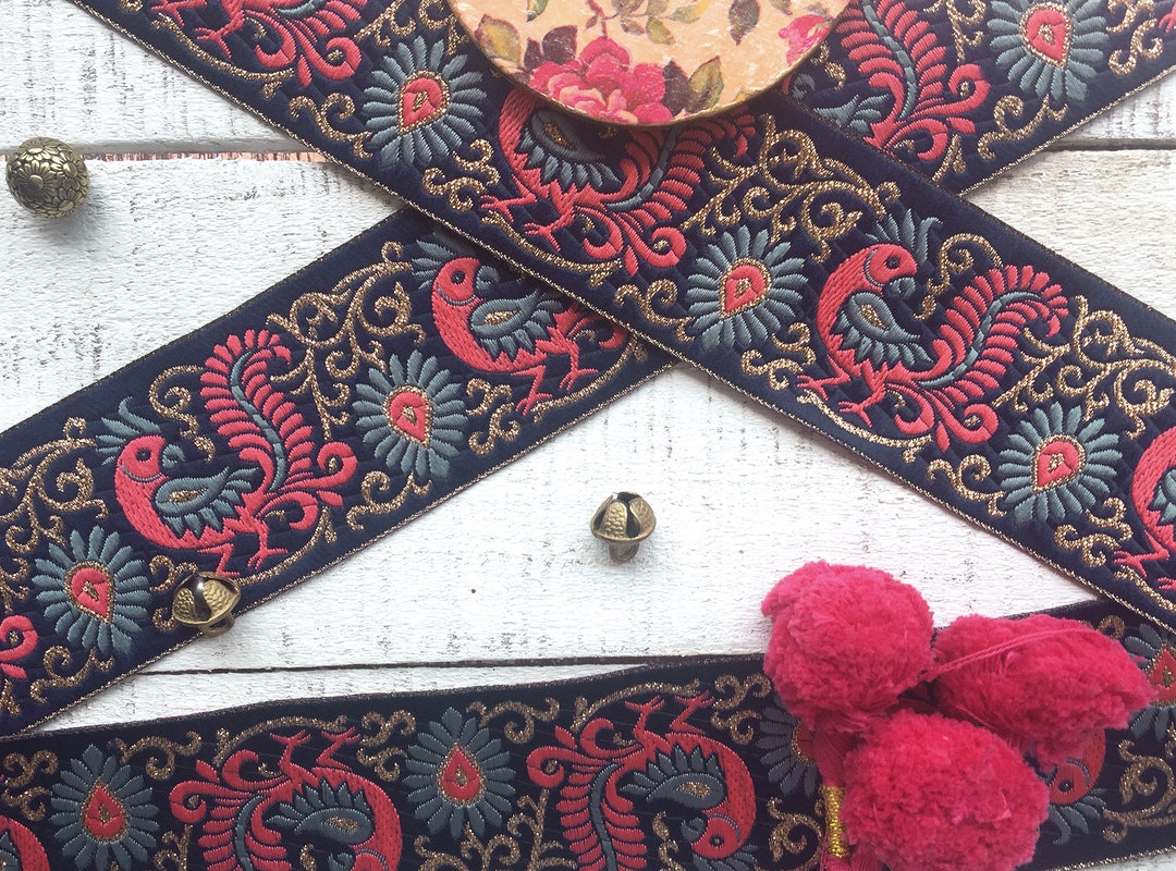 Jacquard Laces, Indian Borders, Bird Trims, Parrot Ribbons, Sew on ...