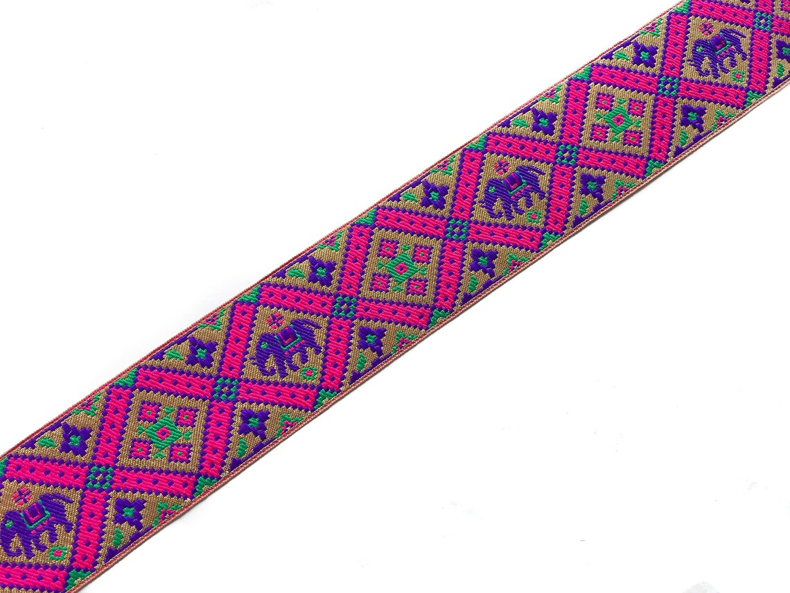 Indian Trims, Jacquard Sari Border, Pink Fabric Ribbon, Boho Fabric ...