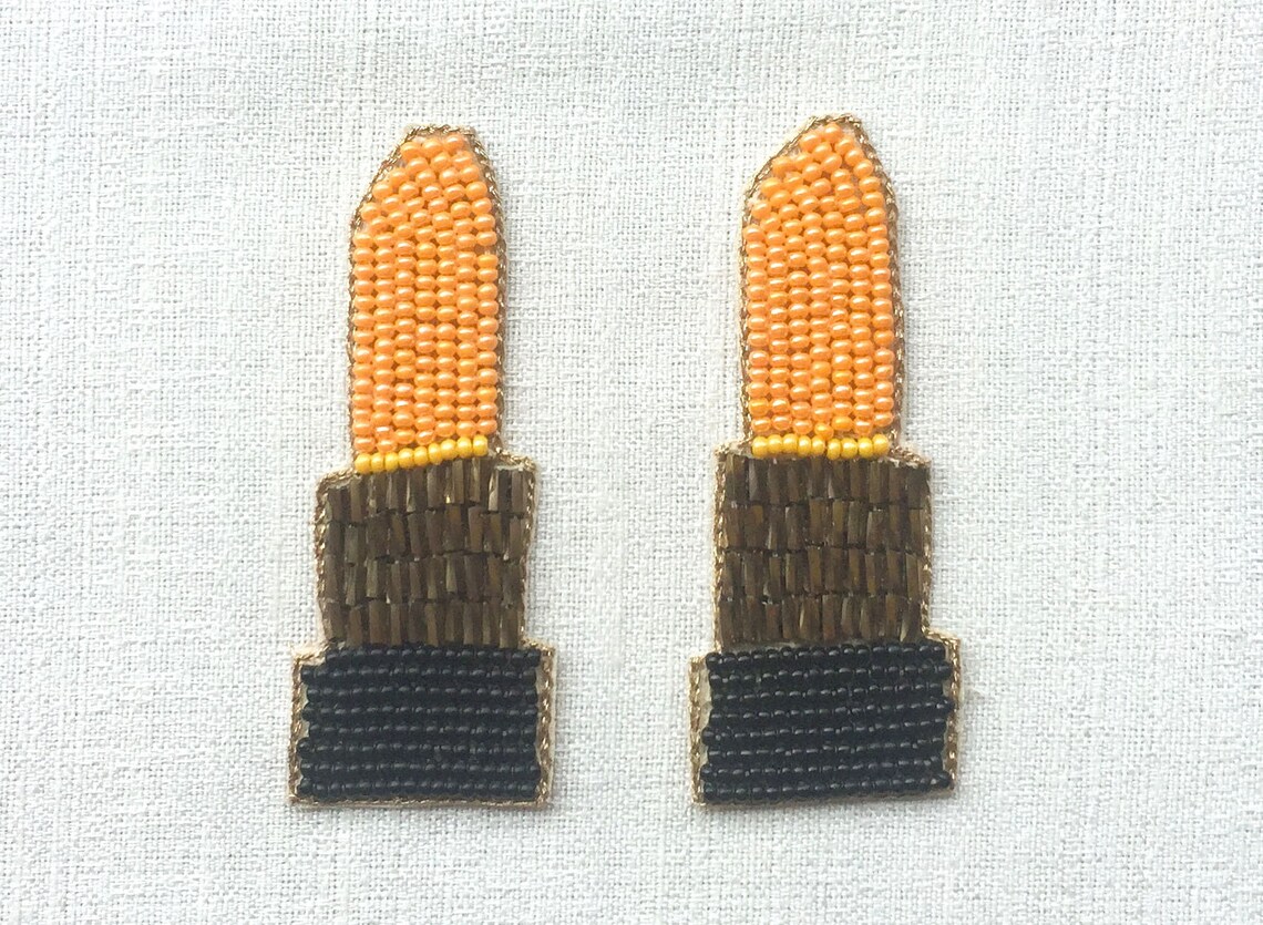 Handmade Patches Indian Decor Orange Black Applique Funky - Etsy