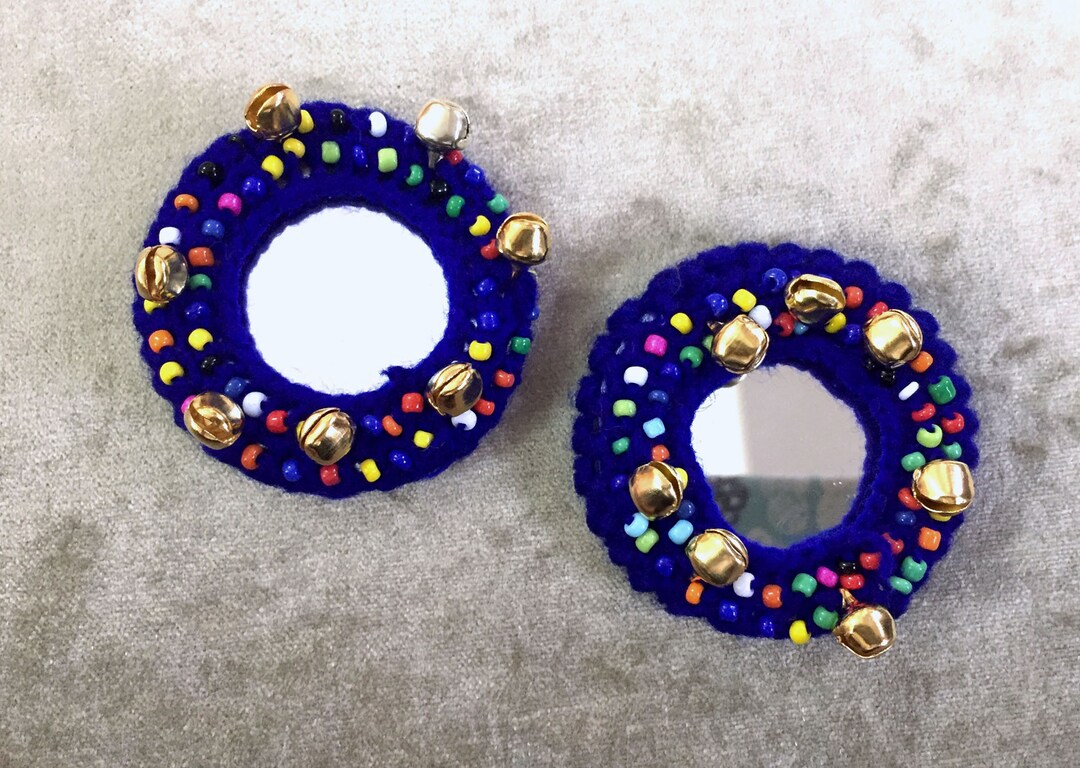 Indian Motif, Beads and Bells Applique, Bohemian, Embellishment, Blue ...