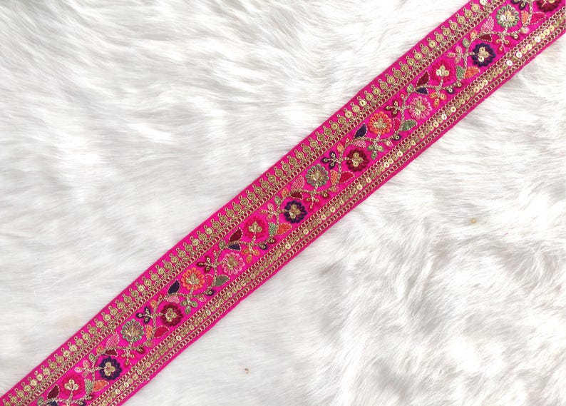 Indian Trim by the Yard, Fuchsia Lace, India Laces, Saree Border ...