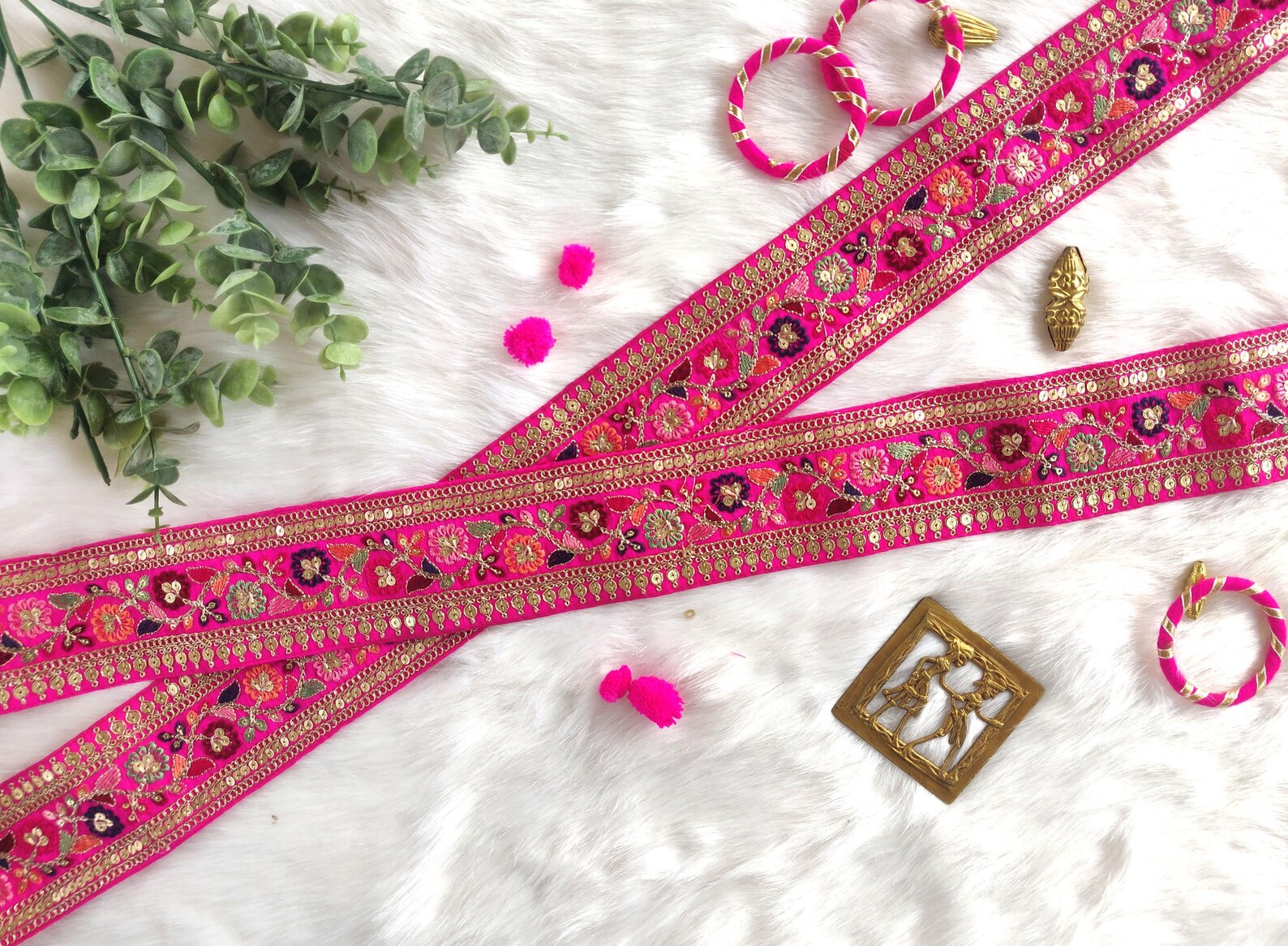 Indian Trim by the Yard, Fuchsia Lace, India Laces, Saree Border ...