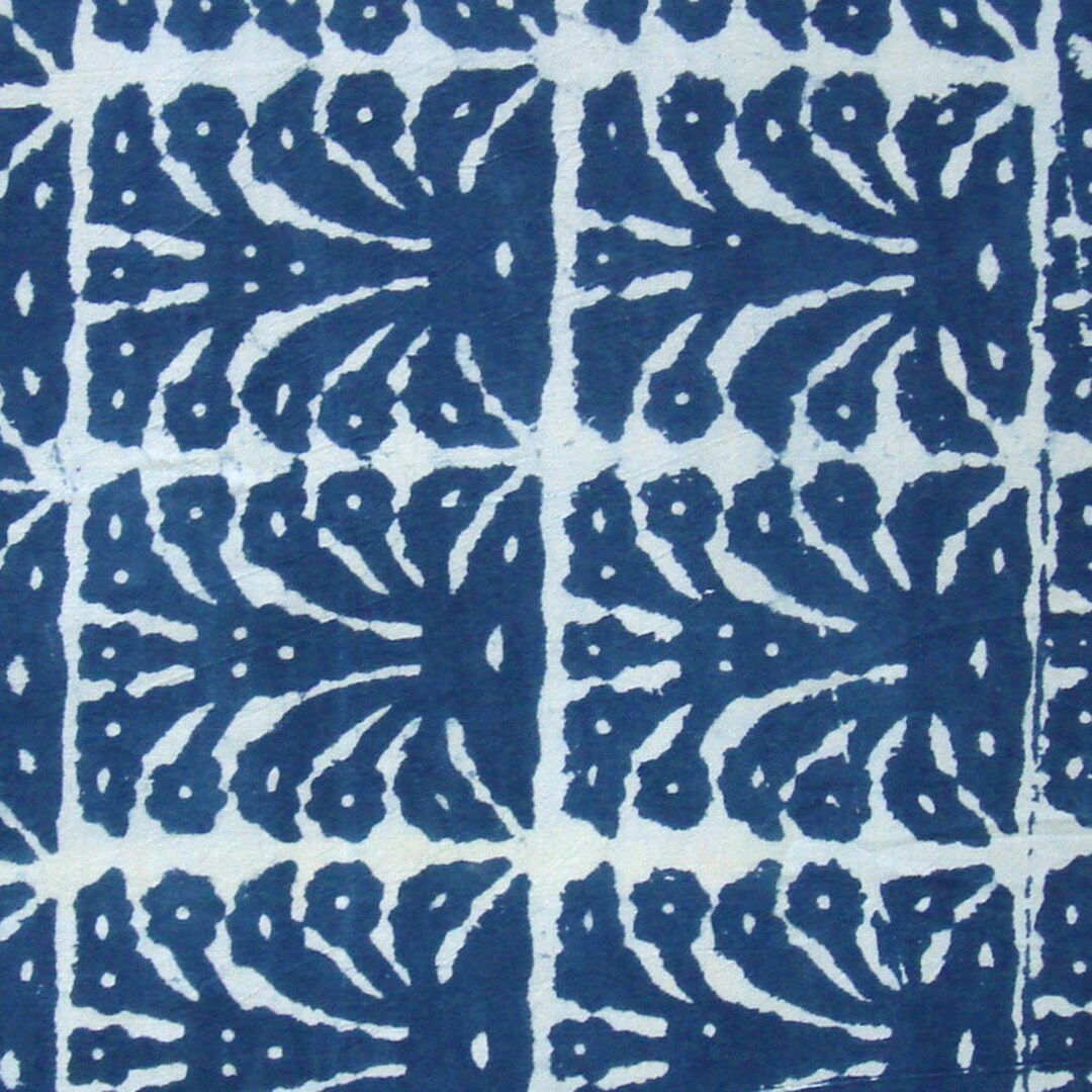 Indigo Print Fabric - Large Floral Motifs - Floral Pattern - 1 Yard ...