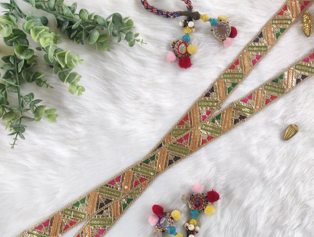 Embroidered Trim, Boho Trim, Indian Trim by the Yard, Saree Border ...