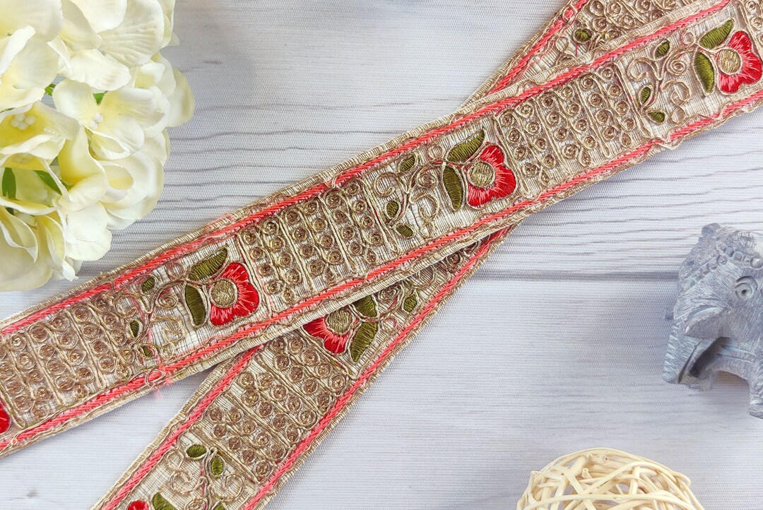 Laces and Trim, Indian Style Lace, India Lace, Floral Embroidery, Beige ...