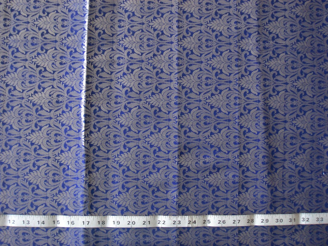 Brocade Fabric by the Yard, Banarasi Brocade, Purplish Blue Brocade ...