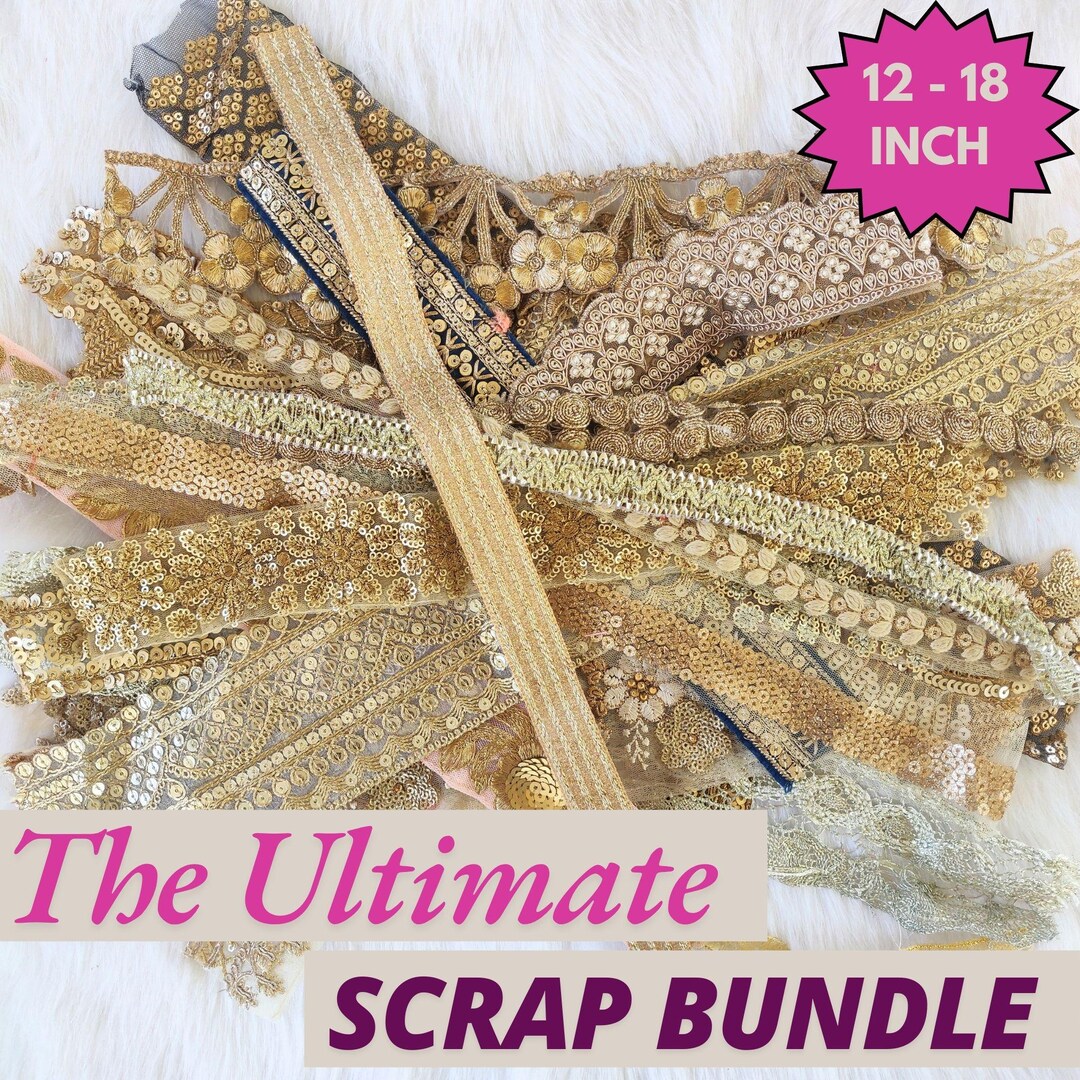 Lace Bundle, Trim Remnant Pack, Embroidered, Indian Laces, Sampler ...