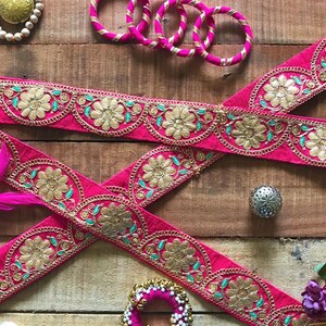 Indian Border, Pink Lace Border, Buta Embroidery, Indian Lace, Saree ...