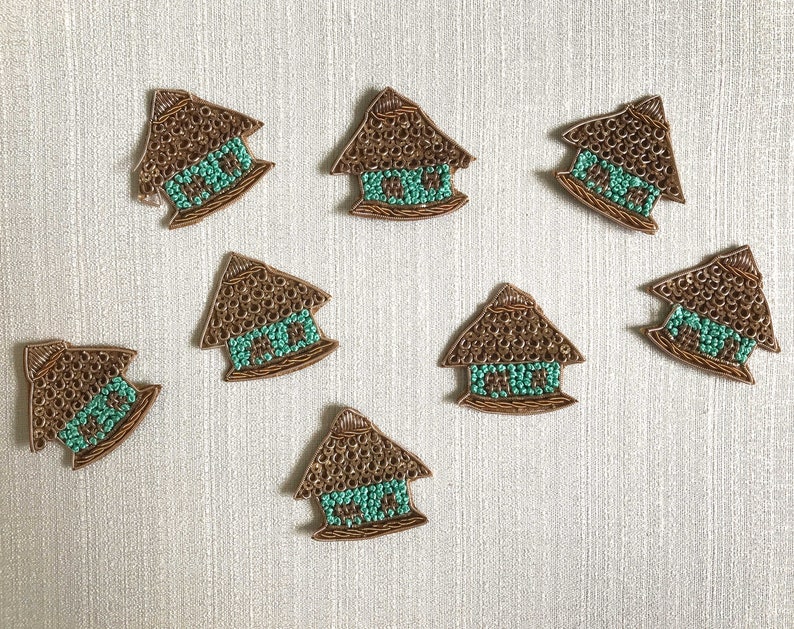 House Patch Turquoise Blue Applique Indian Patches - Etsy