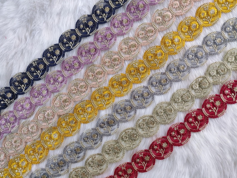 Indian Lace, Embroidered Net Border, Purple Net Trim, Sari Border ...