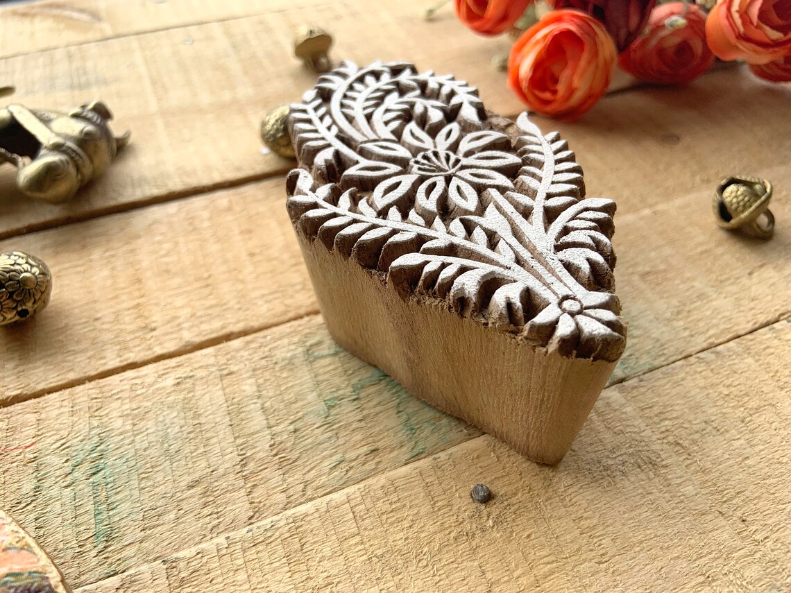 Decorative Stamps, Hand Made, Indian Motif, Floral Block, Textile Art ...