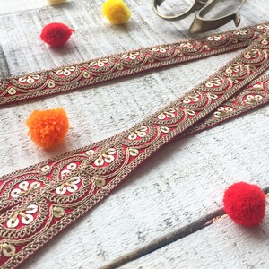 Saree Border, Indian Lace, Embroidered Border, India Fabric Trim, Gold ...