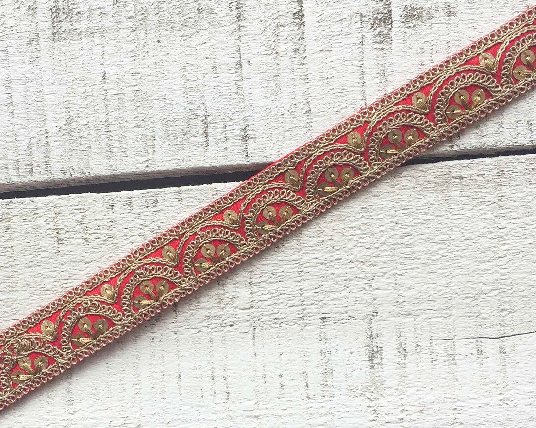 Saree Border, Indian Lace, Embroidered Border, India Fabric Trim, Gold ...