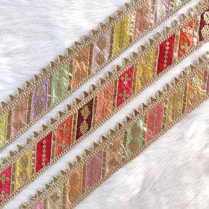 Indian Lace, Embroidered Borders, India Trim, Sequin Work, Multicolored ...