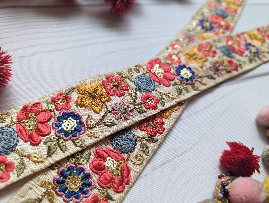 Embroidered Trim, Indian Trim by the Yard, Saree Border, Indian Lace ...