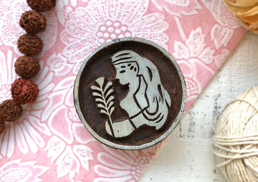 Virgo Stamp, Hand Carved Block, Antique Printing Stamps, Wooden Block ...