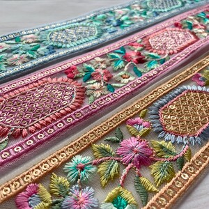 India Laces, Saree Border, Embroidered Trim, Blue Lace, Indian Trim by ...