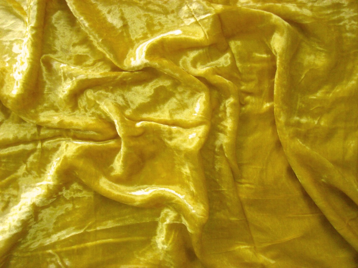 Bright Yellow Velvet Fabric, Indian Velvet Fabric, Diy Craft, Fabric by ...
