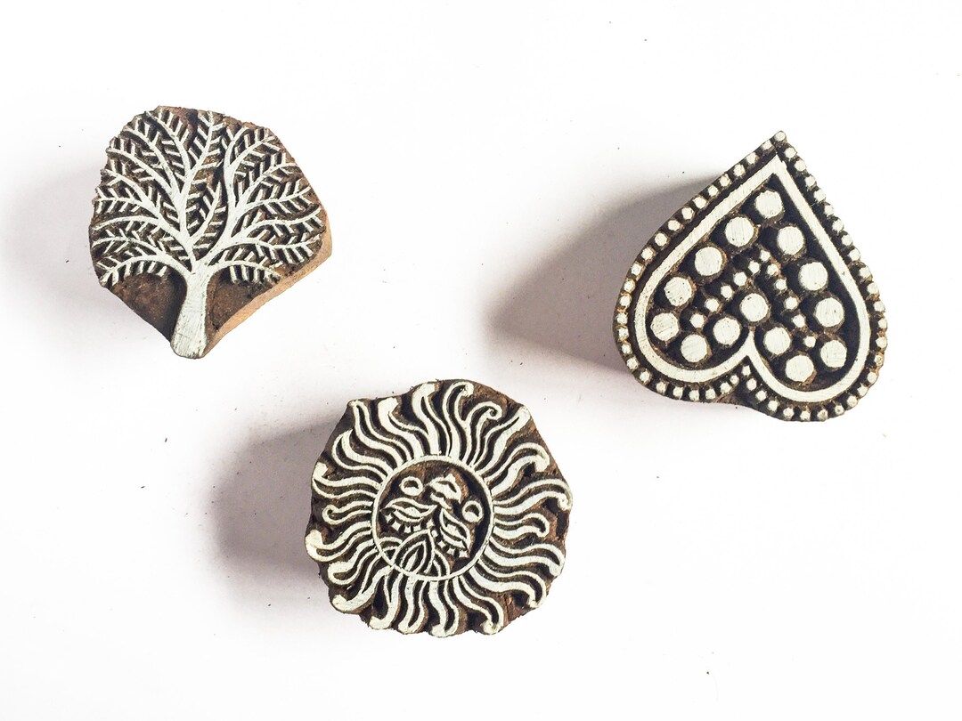 Printing Block, Wooden Motif, Indian,hand Carved, Handmade, Textile ...