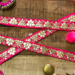 Hot Pink Lace, Indian Lace, Embroidered Borders, India Ribbon, Indian ...