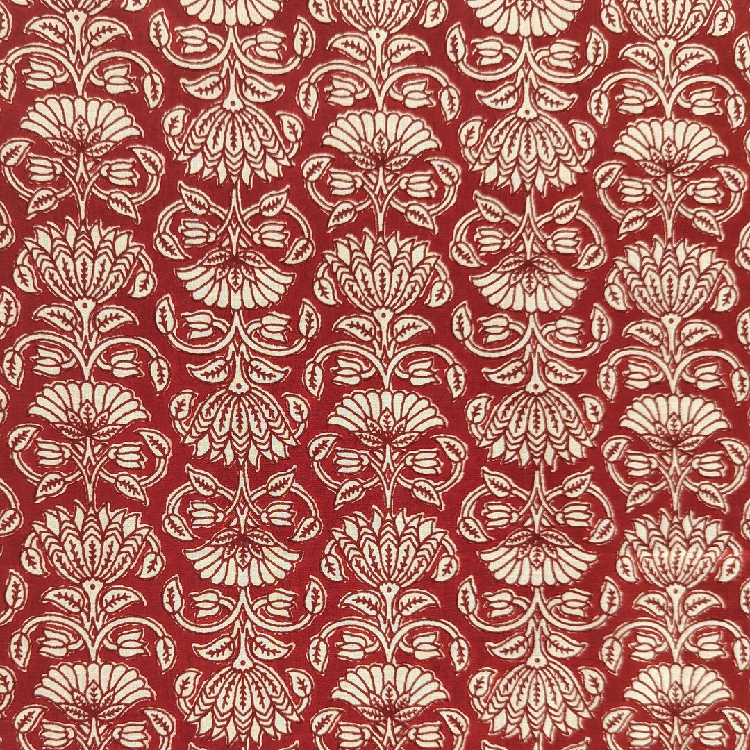 Jaipur Cotton, Indian Block Print, Rust Cotton Fabric, Cotton by the ...