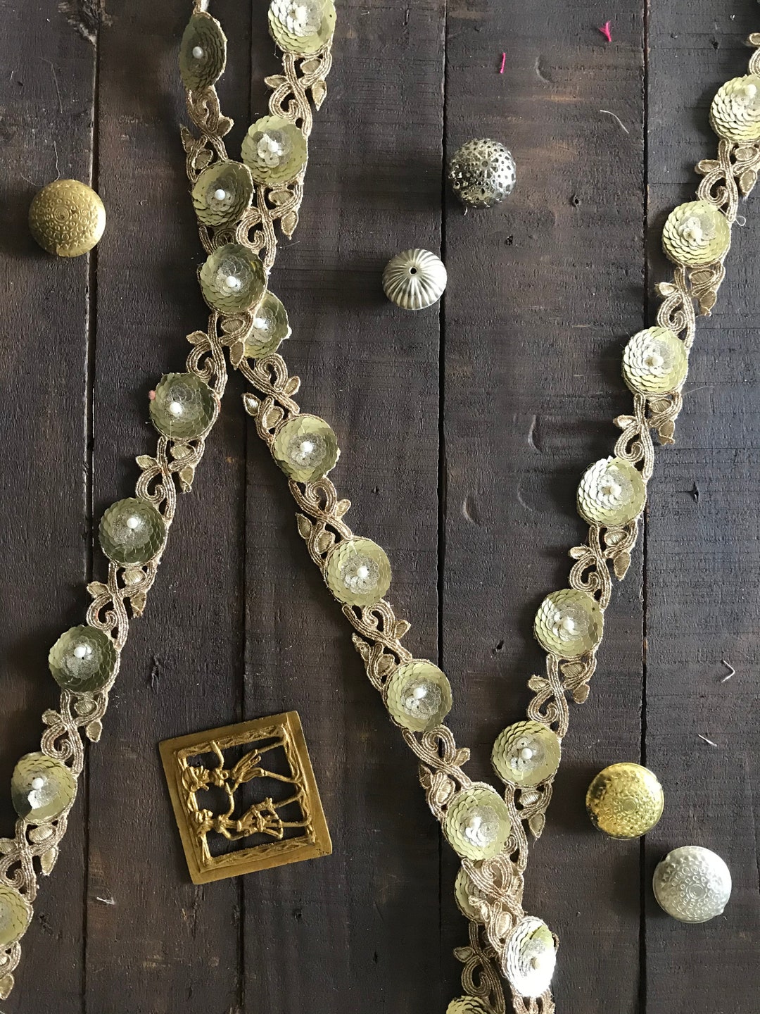 Indian Fabric Trim Gold Sequin Border Gold Embroidered Trim - Etsy