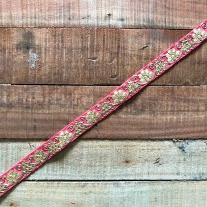 Indian Lace, Dull Pink Lace Border, Buta Embroidery, Gold Sequins ...