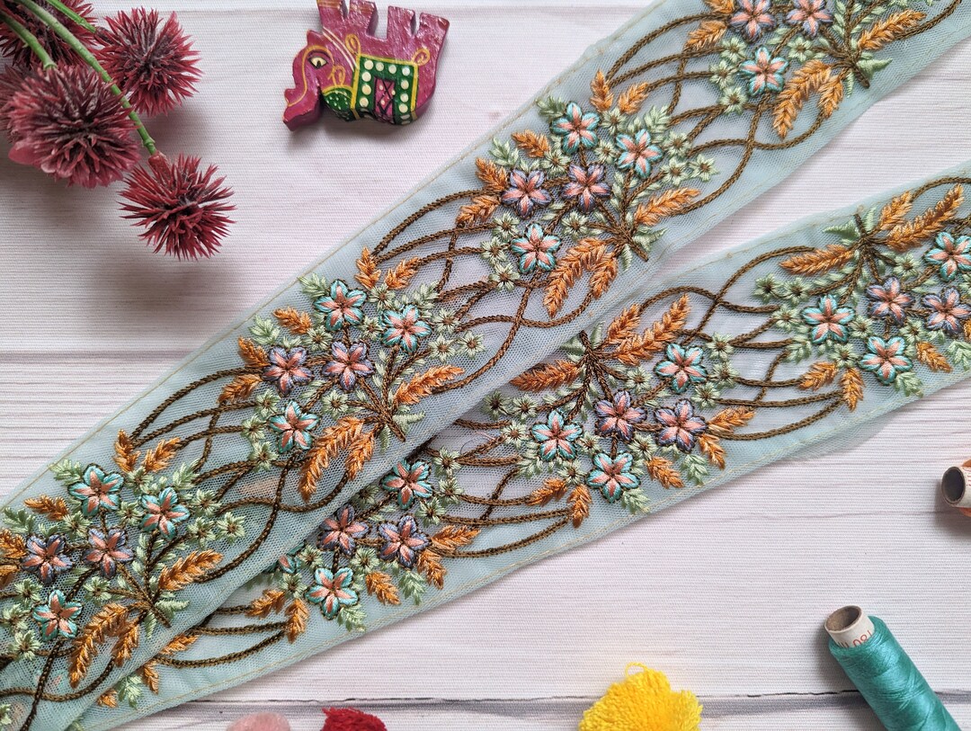 Boho Trim, India Laces, Indian Trim by the Yard, Turquoise Net Lace ...