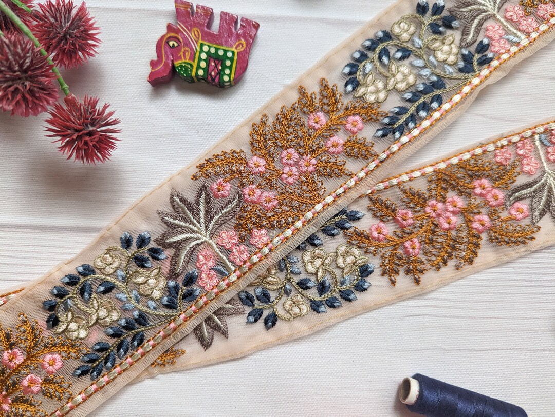 Saree Border, Pale Pink Net Lace,boho Trim, India Laces, Indian Trim by ...