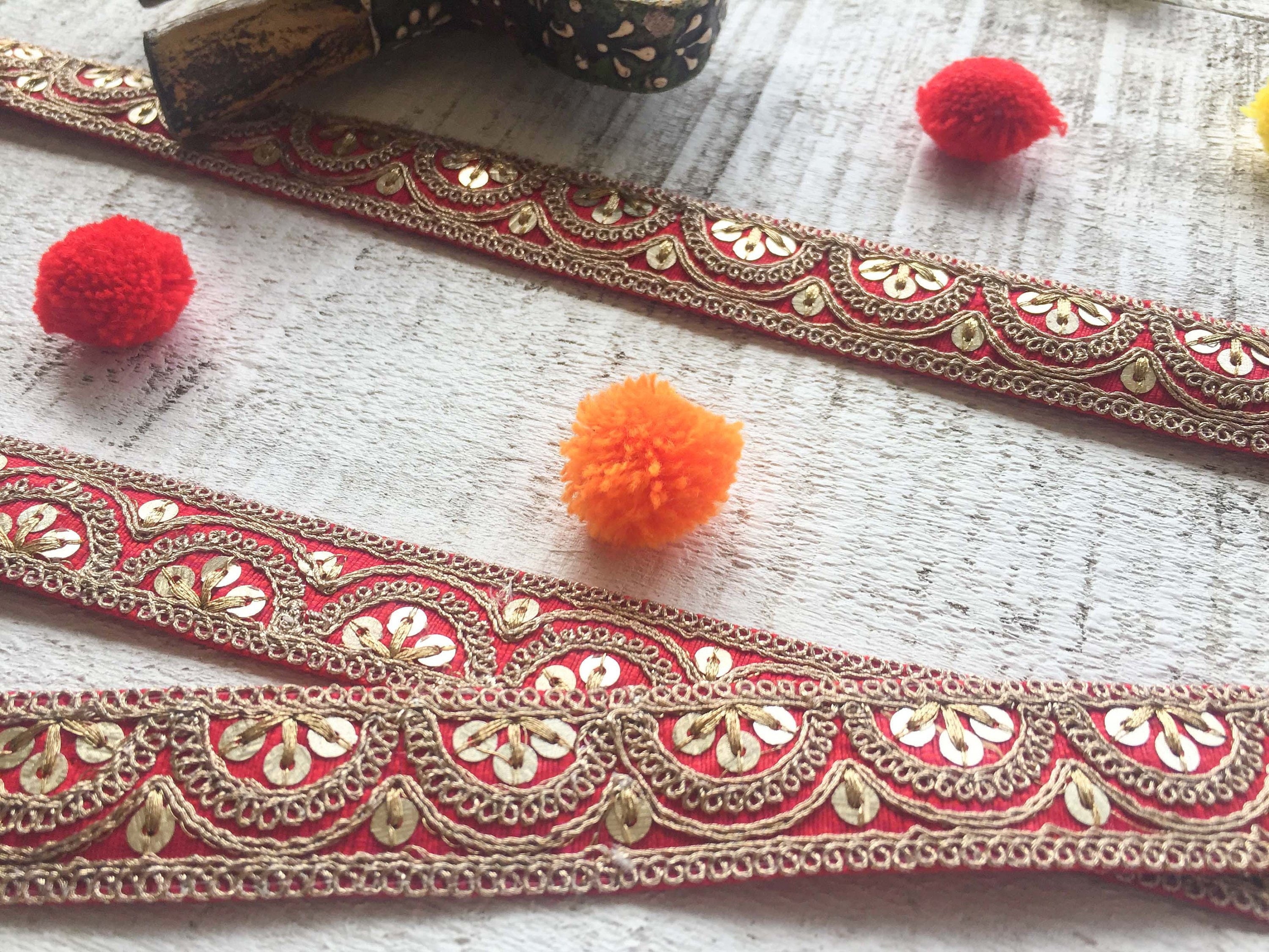 Saree Border, Indian Lace, Embroidered Border, India Fabric Trim, Gold ...