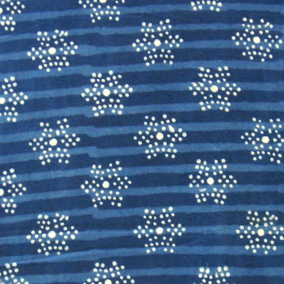 Indian Block Print Fabric Indigo Stripes With Small - Etsy