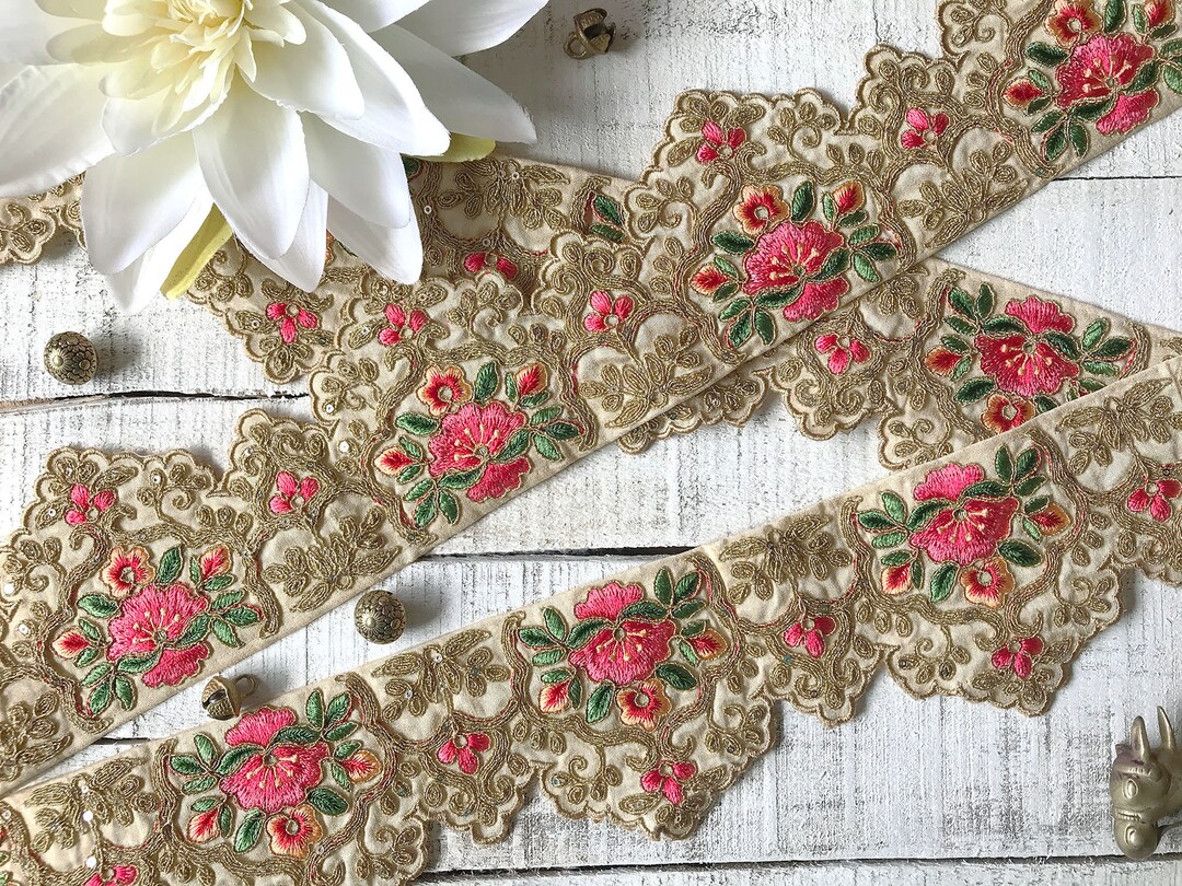 Indian Lace, Scrap Booking Lace, Indian Embroidery, Beige Scalloped ...