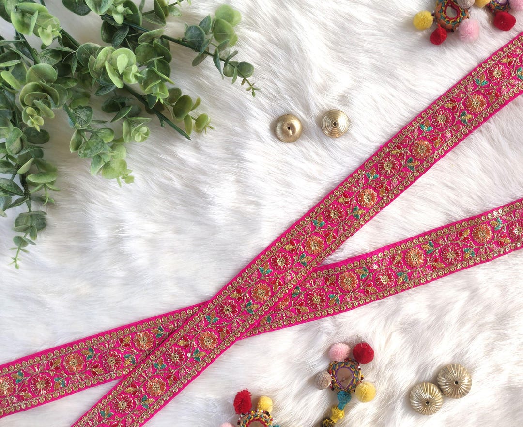 Indian Trim by the Yard, Fuchsia Lace, India Laces, Saree Border ...