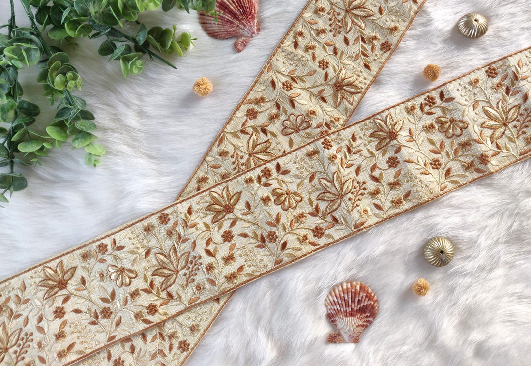 India Trim, Vanilla Trim, Embroidered Border, Thread Work, Indian Lace ...