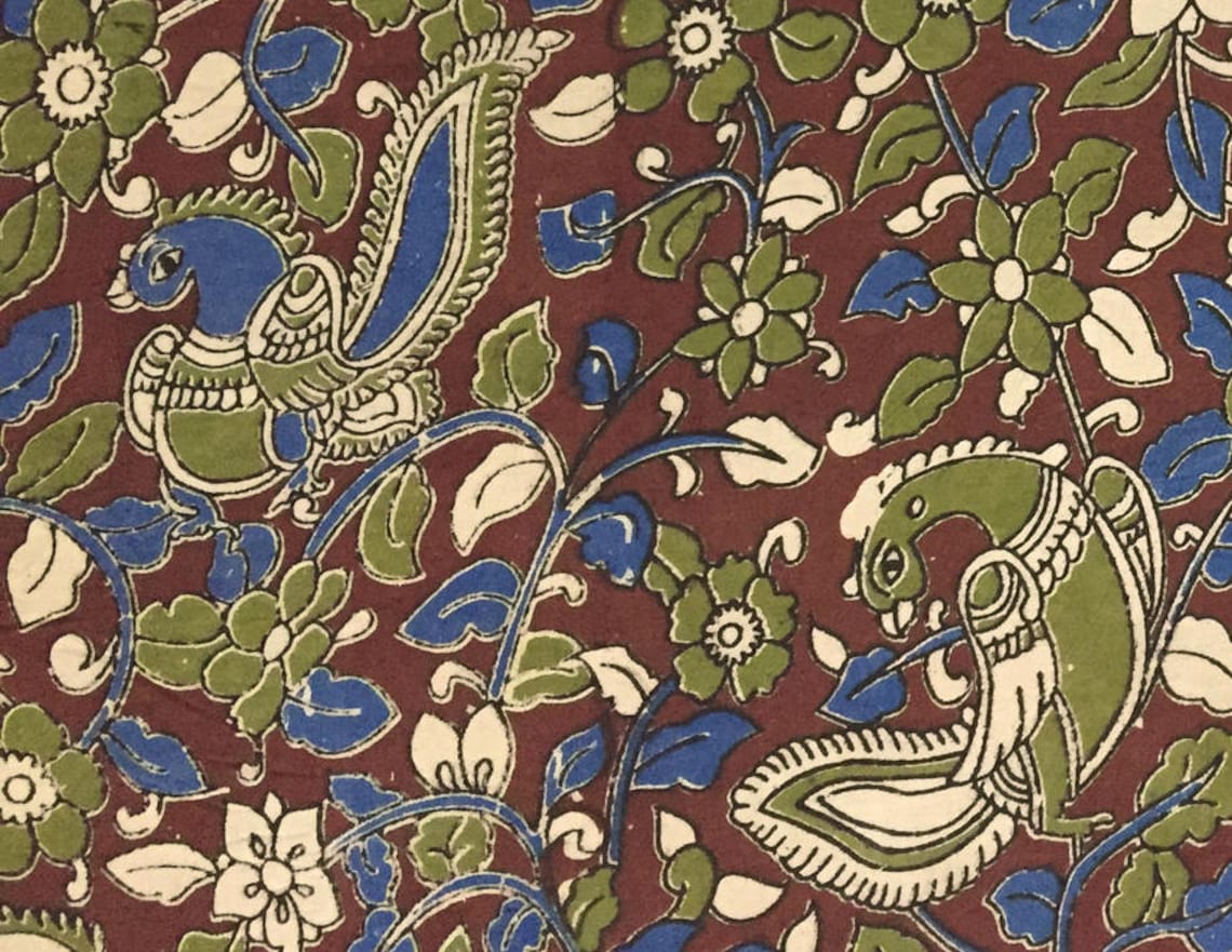 Peacock Print Fabric Cotton Fabric Hand Printed Fabric - Etsy