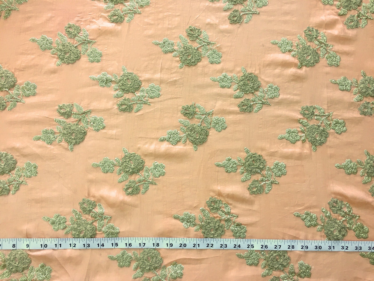 Embroidered Fabric Floral Embroidery Peach Fabric Gold - Etsy