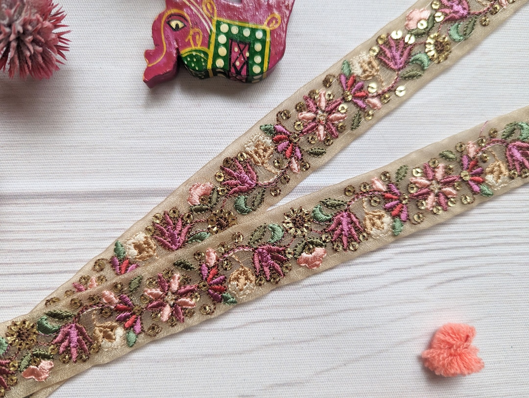 Embroidered Trim, Indian Trim by the Yard, Boho Trim, Saree Border ...