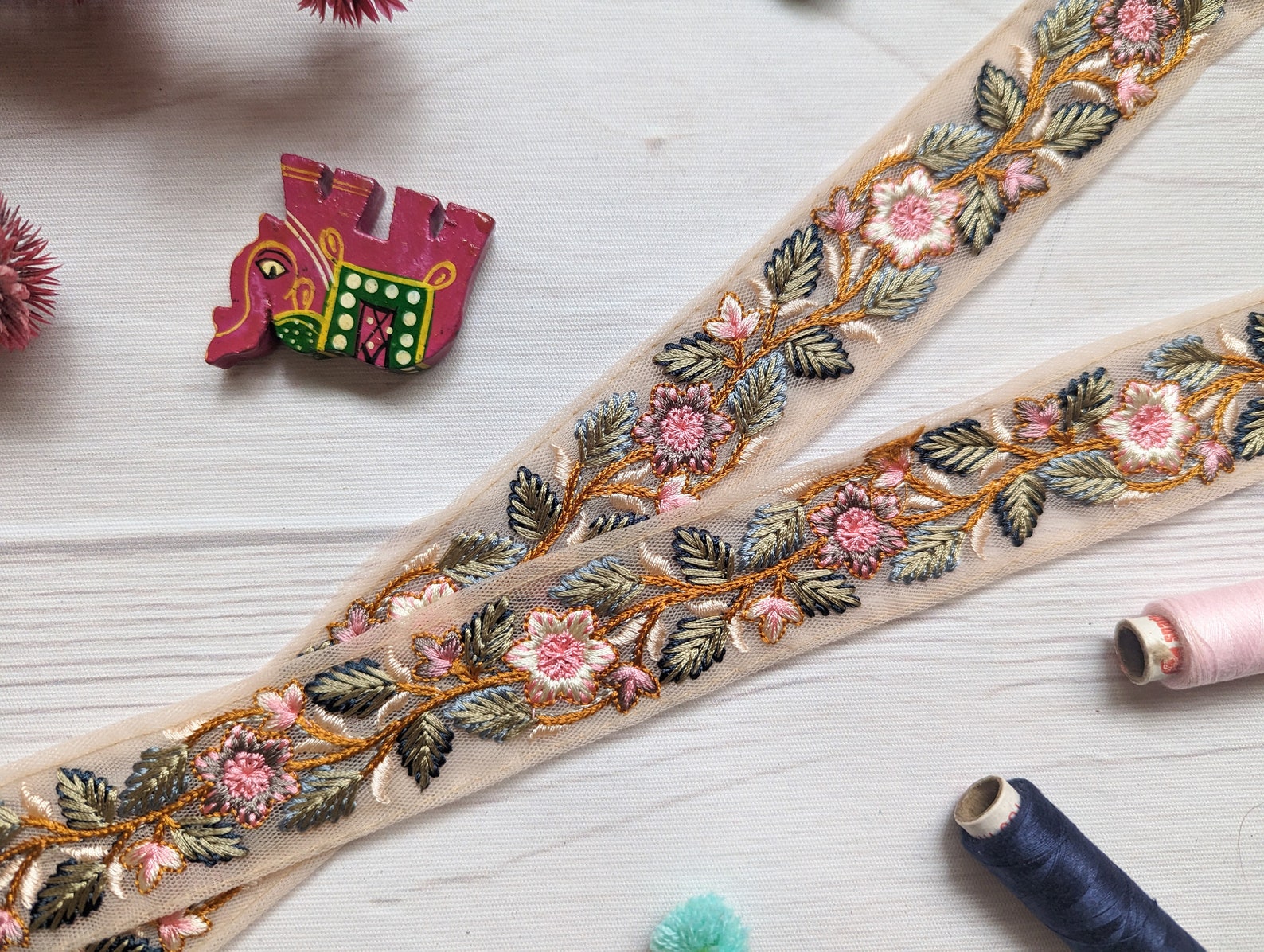Indian Trim by the Yard, Pale Pink Net Lace, India Laces, Boho Trim ...